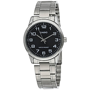 Casio #MTP-V001D-1B Men's Standard Stainless Steel Easy Reader Black Dial Watch
