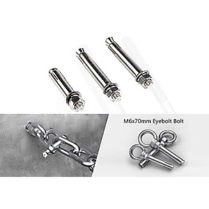 Amycheer Ring Lifting Expansion Eyebolt Screw Bolt 304 Stainless Steel Closed Hook Anchor Eye Bolt Wall Concrete Expansion Screws Bolts M6x80mm 5 Pack