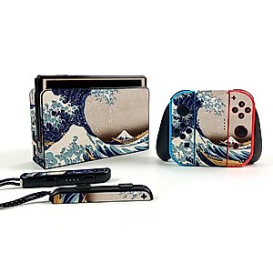 Generic MightySkins Skin Compatible with Nintendo Switch OLED - Great Wave of Kanagawa | Protective, Durable, and Unique Vinyl Decal wrap Cover | Easy to Apply | Made in The USA