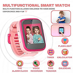 Ziegoal Kids Smart Watch for 3-12 Year Old Girls Toddler HD Dual Camera Smart Watch Multifunction Touch Screen Smartwatch with Game Educational Toys Birthday for Girls Age 4 5 6 7 8 9
