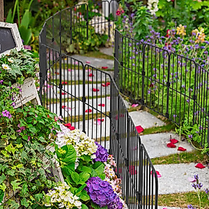 PINPON Decorative Garden Fence 10 Pack Animal Barrier Fence 10ft(L) x 24in(H) Rustproof Metal Wire Section Edging Fencing Panel for Outdoor Yard Landscape Patio, Square