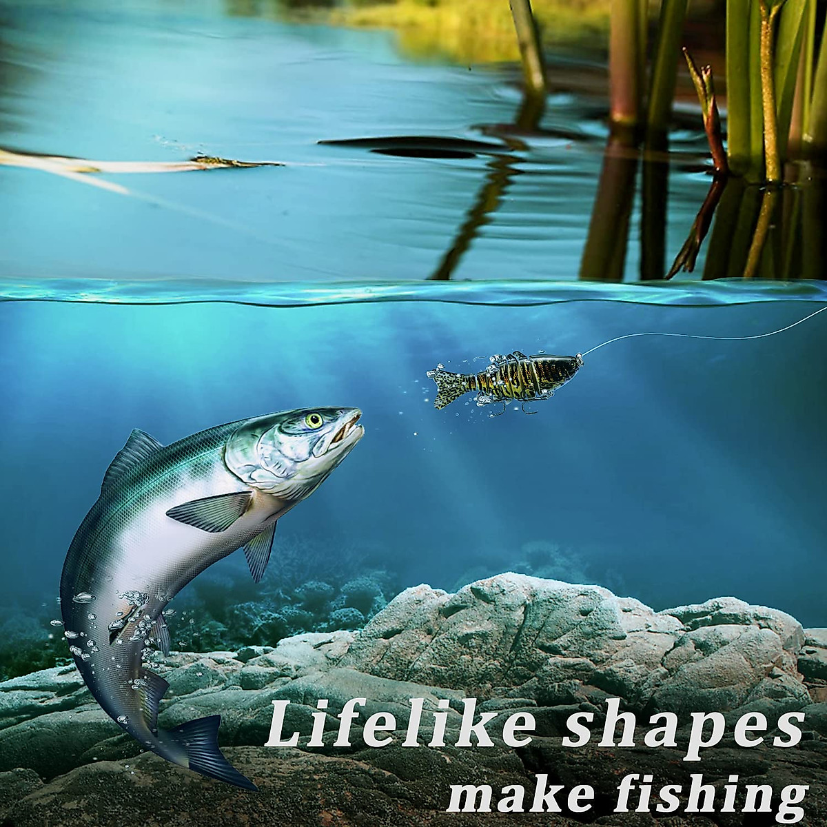 Fishing Lures Multi Jointed Fish Fishing Kits Slow Sinking Lifelike Swimbait Freshwater and Saltwater Crankbaits for Trout Bass Lures, 3 Pack