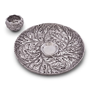 Arthur Court Designs Metal Chip and Dip Platter in Artichoke Pattern Sand Casted in Aluminum with Artisan Quality Hand Polished Designer Tarnish-Free 14.5 inch Diameter