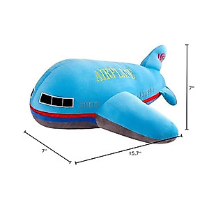zxmbeddings 15.7" Airplane Plush Stuffed Aircraft Pillow Model Toy,Gifts for Boys Kids,Blue