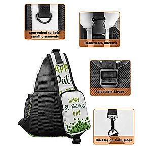 Sling Backpack, St.Patrick's Day Shamrocks Green Waterproof Lightweight Small Sling Bag, Travel Chest Bag Crossbody Shoulder Bag Hiking Daypack for Women Men