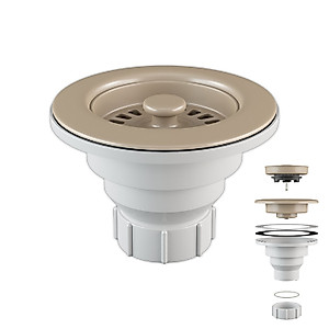 Lexicon Kitchen Sink Color Matched Strainer with Beige Finish, Fits 3.5 Inch Drain Hole LG-SB-B