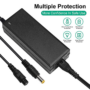 42V 2A Charger with 5.5mm Single Prong DC Plug and 8mm Triple Prong Connector, Two Plugs, Universal Replacement of 36V Lithium Battery