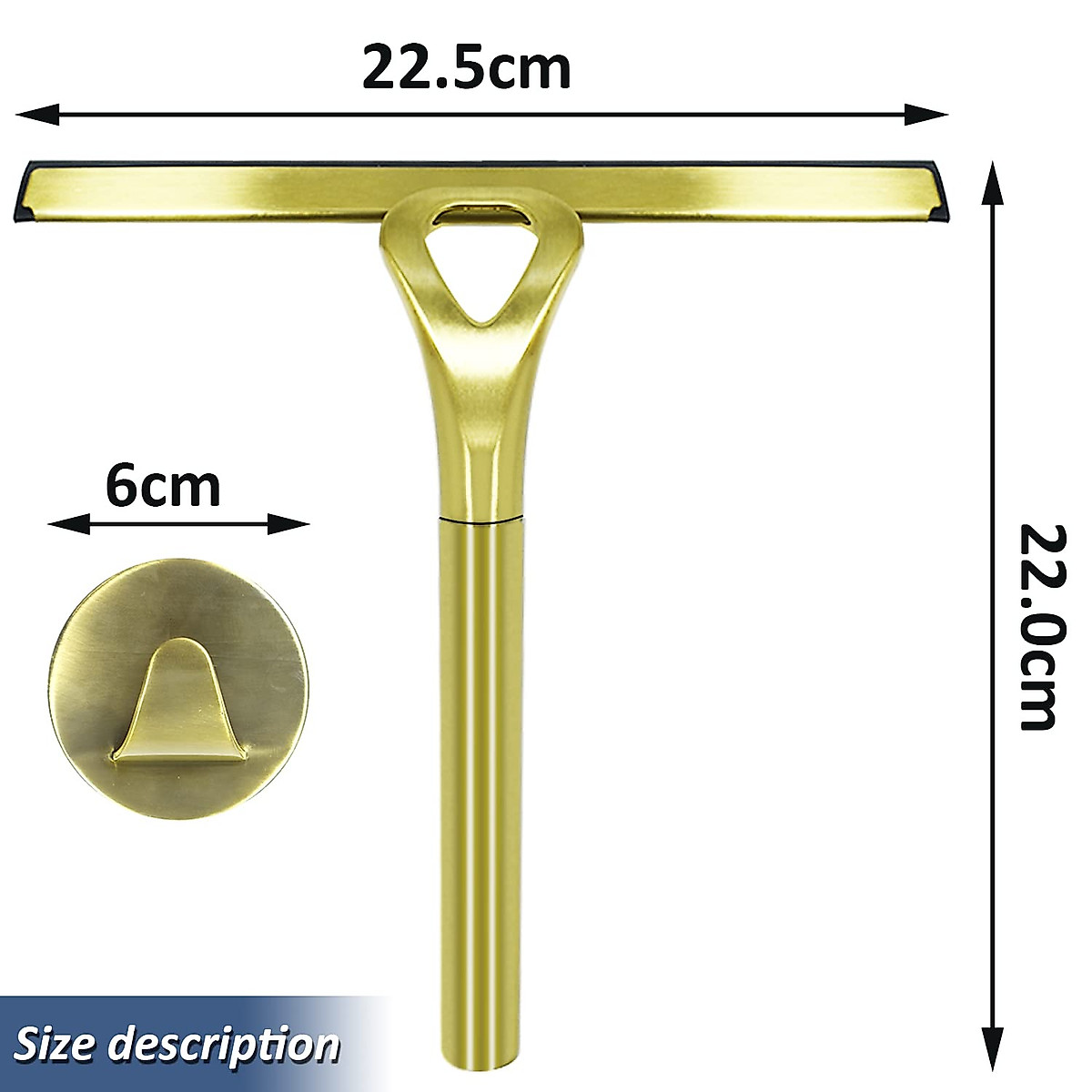 HomDSim Stainless Steel Shower Squeegees All-Purpose Mirror/Window/Glass Wiper Scraper Golden Shower Squeegee