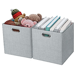 Posprica 3X Thicker Fabric Storage Cubes, 6 Pack 13 inch Collapsible Storage Bins for Organization, Cubby Storage Baskets for Organizing Shelf Cabinet Bookcase Boxes, Sliver Grey
