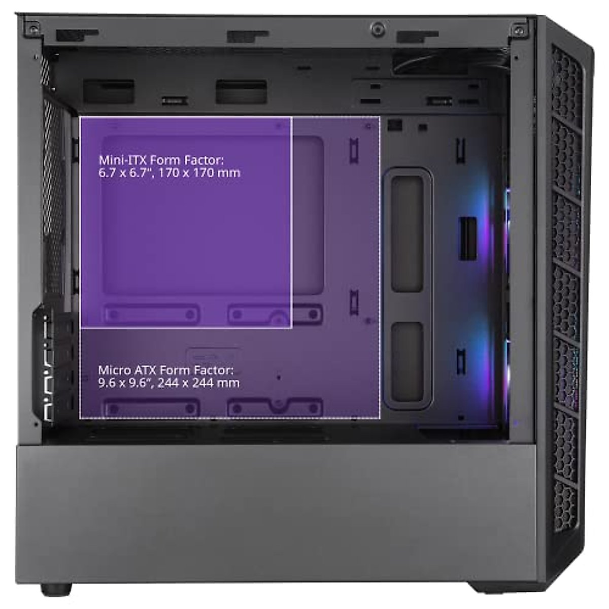 Cooler Master MasterBox MB320L ARGB Micro-ATX with Dual ARGB Fans, DarkMirror Front Panel, Mesh Front Intake Vents, Tempered Glass Side Panel & ARGB Lighting System