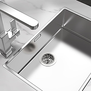 KONE Kitchen Sink Stopper Strainer Replacement for Standard 3-1/2 Inch Spin and Seal Drains with Threaded Stopper Function, Stainless Steel Sink Strainer, Twist Lock Basket Strainer Replacement