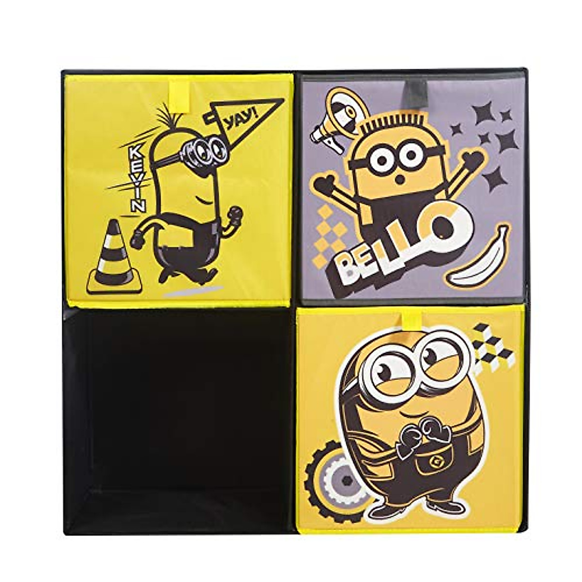 Idea Nuova Minions Collapsible Soft Storage Cubby with 3 Collapsible Cubes, yellow