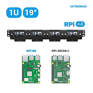 UCTRONICS Front Removable 1U Rack Mount for Raspberry Pi, with 4 Mounting Brackets for Raspberry Pi 5, 4B, 3B+/3B, and Other B Models
