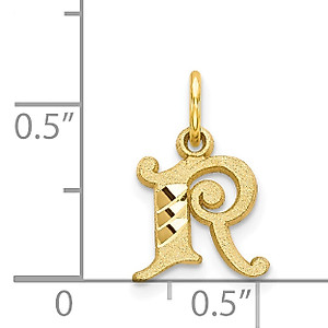 Mireval 14k Yellow Gold Initial R Charm (10 x 17 mm)