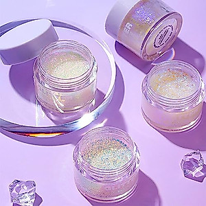 Body Glitter Gel - Holographic Body Glitter Gel for Body Hair Lip, Long Lasting Festival Party Makeup Body Glitter, Color Changing Glitter Gel Under Light, 1.35 oz (02 Sparkling Pink)