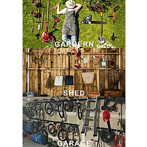 Juformin Garden Power Tool Hanger, String Trimmer Hanger, Weed Eater Rack, Garage Wall Hooks, Weedeater Hanger, Power Tool Holder for Garage Wall, Utility Hooks for Garage Tool Storage 2 Pcs