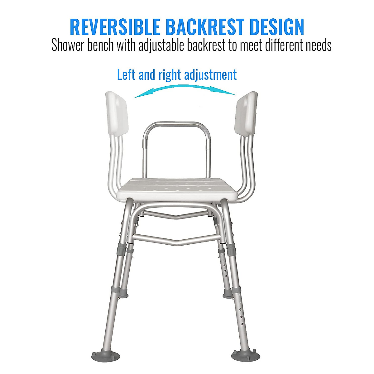 Non Slip Tub Transfer Bench for Bathtub, Shower Transfer Bench for Elderly and Disabled, Adjustable Shower Transfer Bench for Bathtub with Reversible Back, Transfer Tub Bench Bathroom Aid