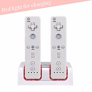Tuboopy Wii Charging Dock Station, Wii Remote Charger Stand with 2 Rechargeable Battery & Charging Cord (White)