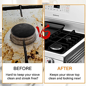 Stove Burner Covers - DIY Gas Stove Protectors for Samsung LG Gas Range, Reusable Gas Top Stove Covers, Non-Stick Stove Liner, Stove Guard Protectors Fast Clean Liners for Kitchen/Cooking