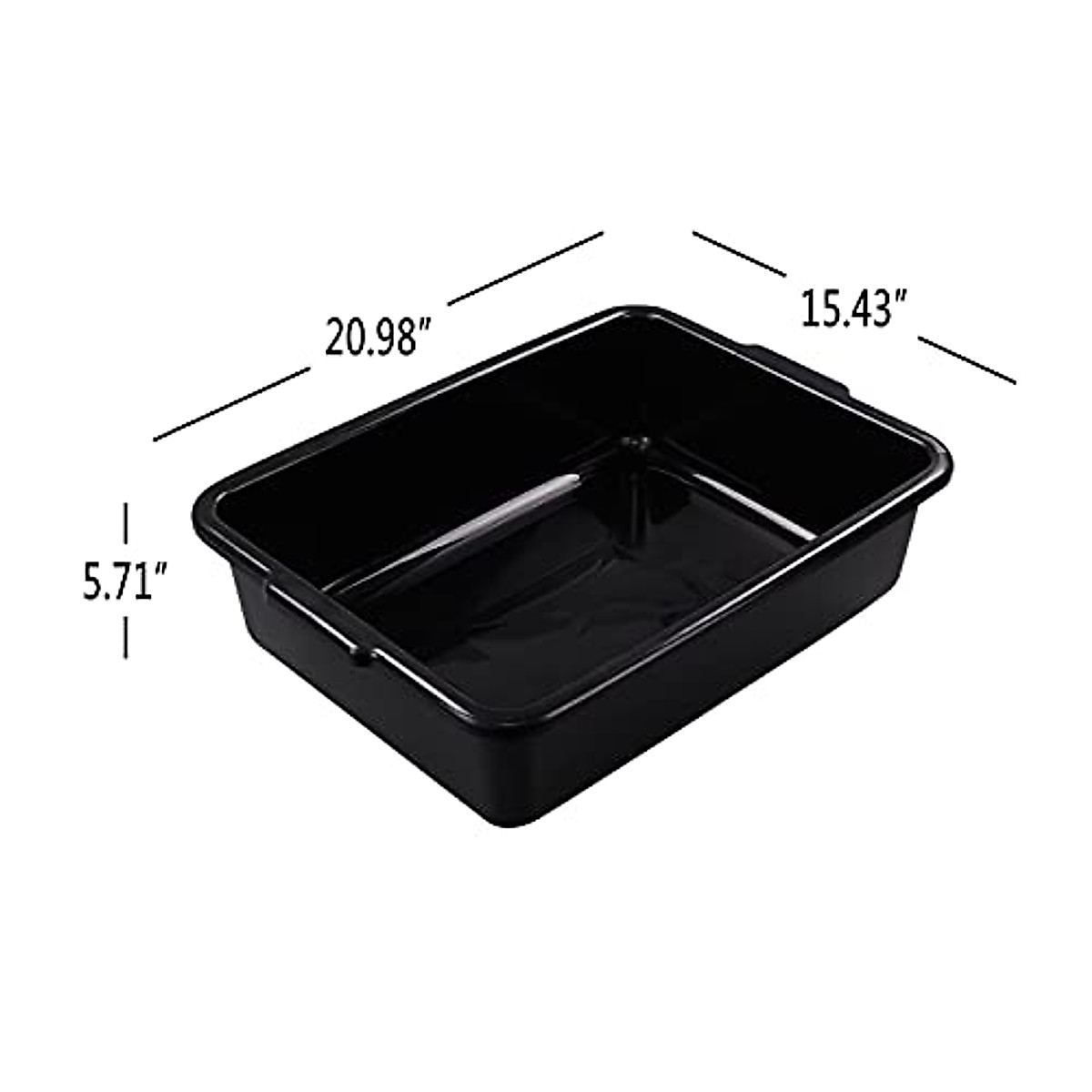Buyitt 4-Pack 24 L Commercial Bus Box, Plastic Utility Bus Tubs, Black
