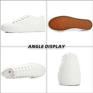Women's Platform White Sneakers Low Top Canvas Sneakers Lace-up Shoes Fashion Classic Casual Sneakers(White, US11)