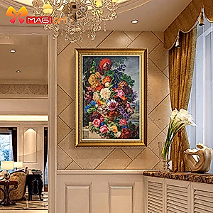 MAGIART Cross Stitch Kits Stamped Kit for Adults Embroidery Beginner and Kids 11CT Patterns Fabric Needlework Colorful Flowers NCMF326 (15.8inch x 19.7inch Cotton)