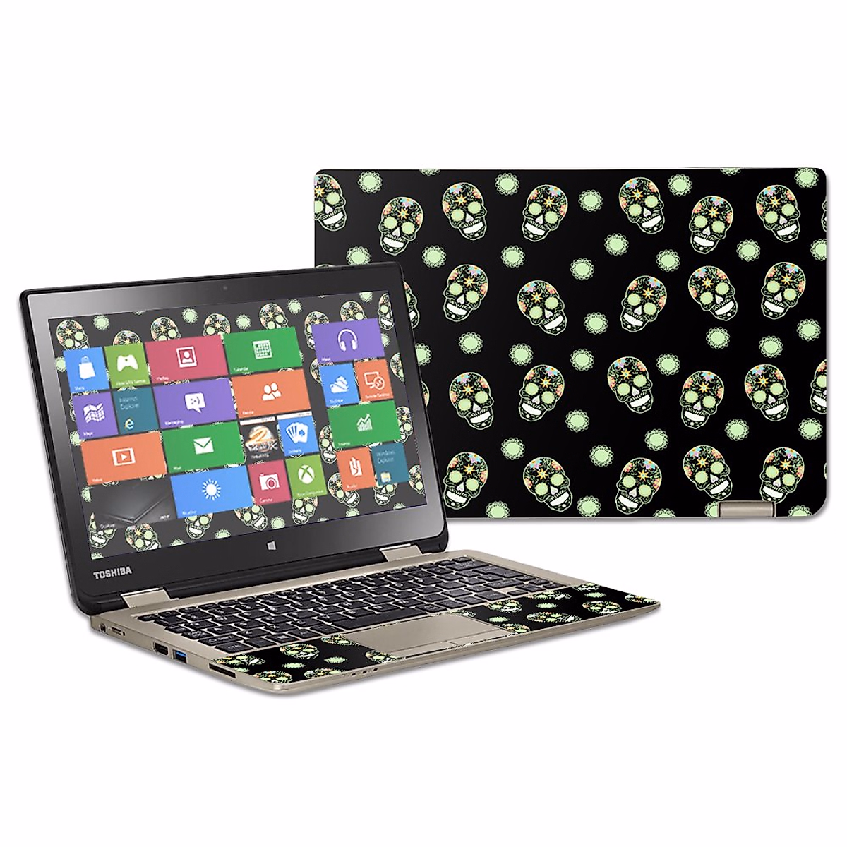 MightySkins Skin Compatible with Toshiba Satellite Radius 11 L15W-B 11.6" wrap Cover Sticker Skins Glowing Skulls