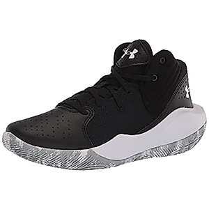 Under Armour Unisex Child Pre-School Jet '21 Basketball Shoe, Black/White, 2 Little Kid US