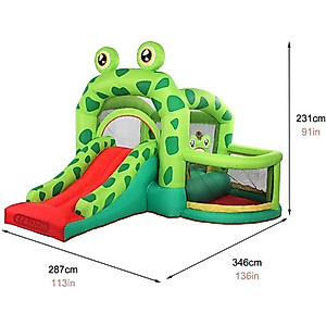 Bouncy Castle, Inflatable Castle, Frog Inflatable Bouncer, Activity Air Trampoline House with Slide and Blower, Outdoor Family Playground Garden Kid Toys Gift