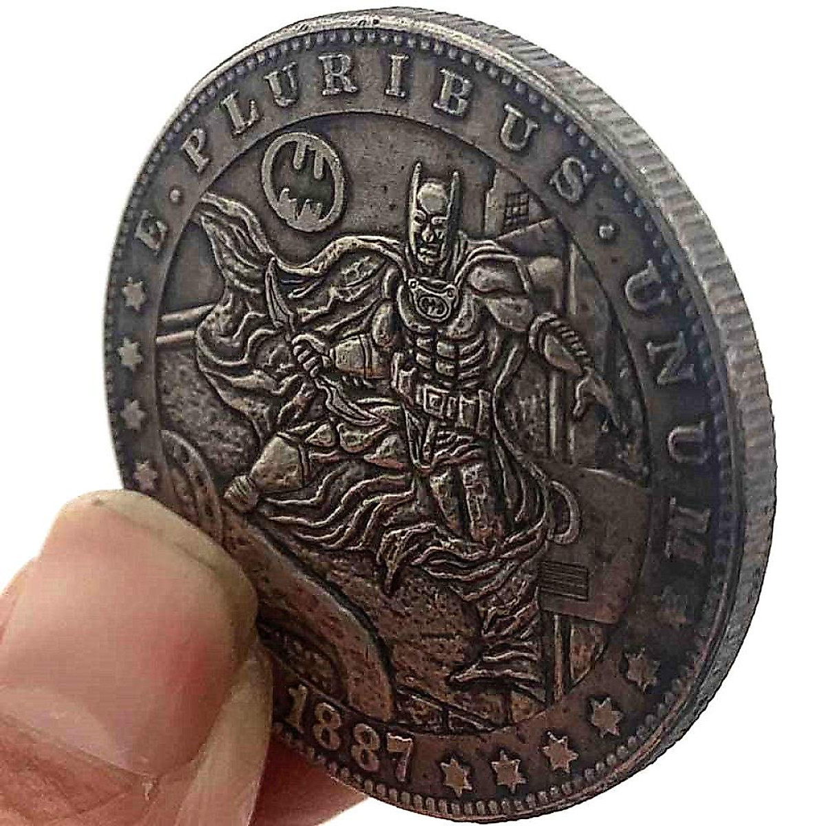 MKIOPNM Coin Collection Commemorative Coin 1887 Radio Batman Superman Brass Old Silver Memorial Put Magic Copper Coins Memorial Coin