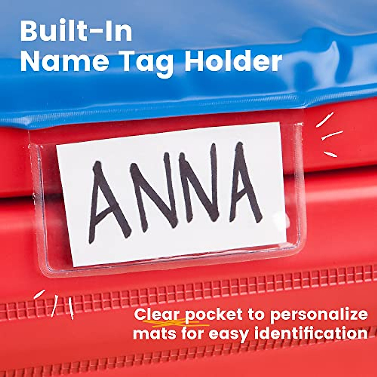 ECR4Kids Premium Folding Rest Mat, 3-Section, 1In, Classroom Furniture, Blue/Red