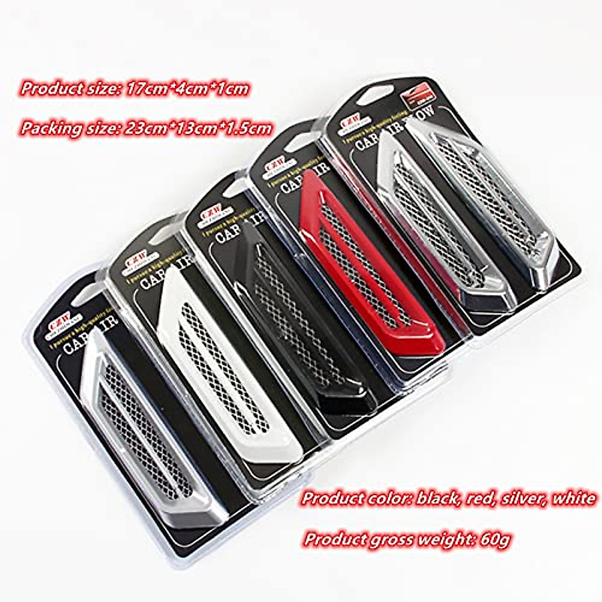 Azoepart 1 Pair Universal Car Air Flow Chrome Fender Side Vent Decor Sticker Air Flow Vent Door Hood Self-Adhesive Decal accesory for Car SUV Truck Wheel Well Arch or Side Bumper/Fenders,Black