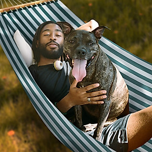 Patio Watcher 14 FT Quick Dry Hammock with Double Size Solid Wood Spreader Bar Outdoor Patio Yard Poolside Beach Hammock with Chains, Waterproof and UV Resistance, 2 Person 450 Pound Capacity