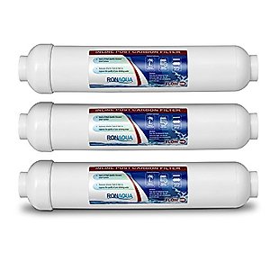T33 Inline Coconut Grade Activated Carbon Pre/Post Membrane Filter for Taste and Odor Reduction WELL-MATCHED with AICRO, K2533JJ, FT15, IC-100A (Set of 3)