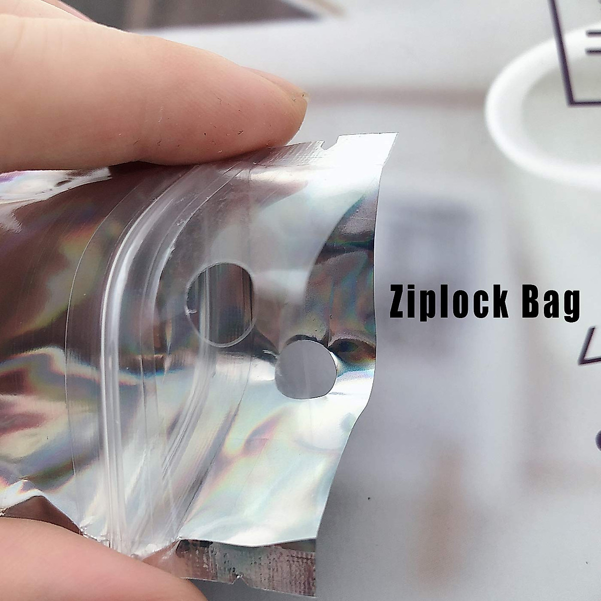 Markeny 200 Pack Rainbow Mylar Zip Lock Bags Aluminum Foil Bags Durable Double-Sided Metallic Foil Mylar Flat Mini Ziplock Bag
