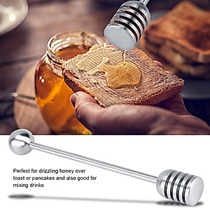 Honey Dipper Sticks, Solid Stainless Steel Honey and Syrup Dipper Stick Long Handle Honey Spoon Stirrer Mixing Tool for Honey Pot Jar Containers honey jar