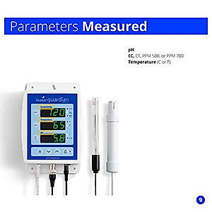 Bluelab MONGUA Guardian Monitor for pH, Temperature, and Conductivity (TDS) Measurements in Water with Easy Calibration, 3 in 1 Digital Nutrient Meter for Hydroponic System and Indoor Plant Grow White