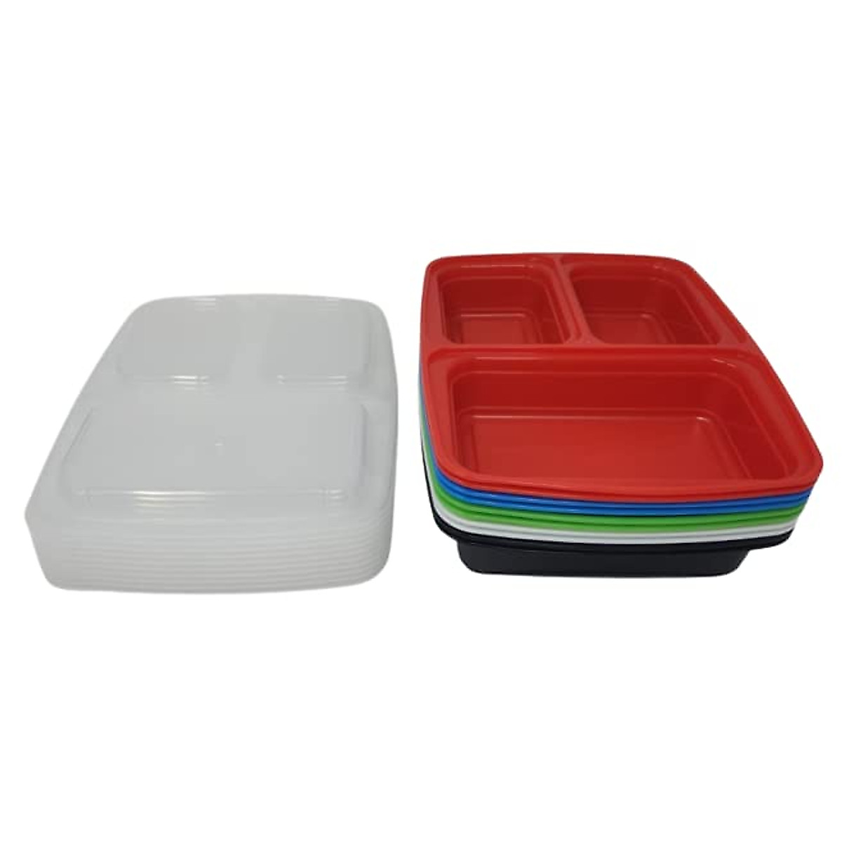 (10 Pack) 3 Section Plate Meal Prep Containers with Lids