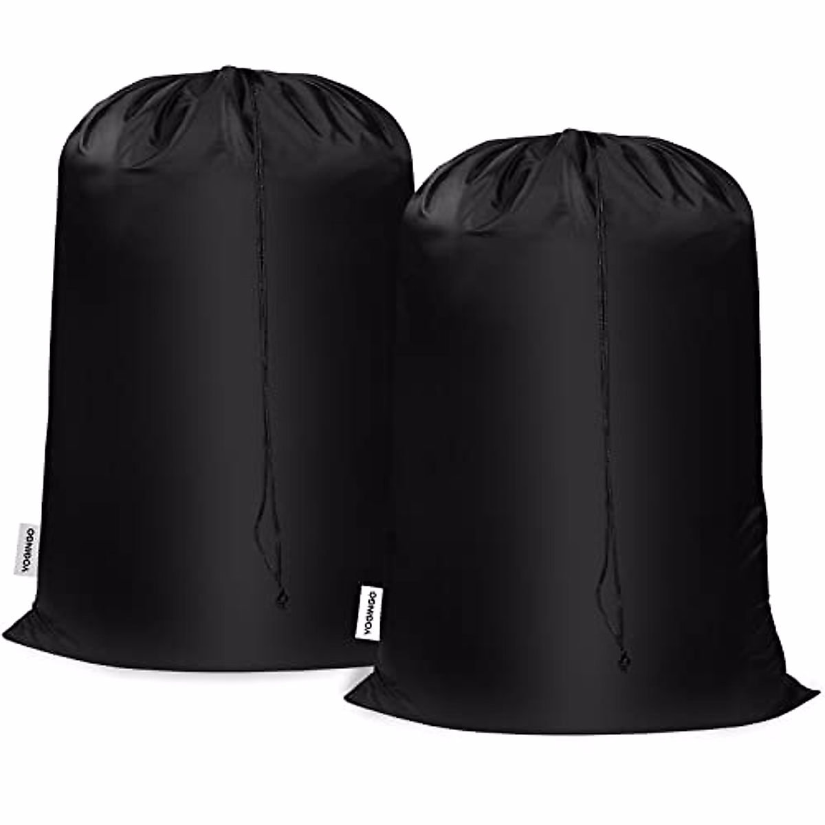 2 Pack Laundry Bags Extra Large Heavy Duty, YOGINGO 28 '' × 45'' Drawstring Nylon Laundry Bag, Durable and Tear Resistant Fabric, Large Capacity, Ideal for Camp, Travel, Laundromat or College Dorm（Black）