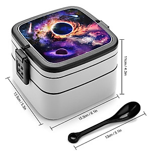 Big Bang Solar System Planet Lunch Box Adult Double Layer Bento Box Leak Proof Travel Containers with Spoon for Hot Food Office