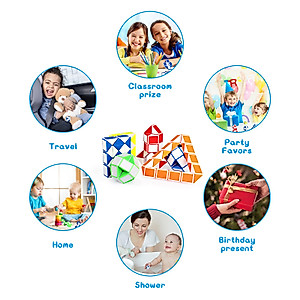 Ganowo 18 Pack Fidget Snake Cube Mini Twist PuzzleToys for Kids Teens Stocking Stuffer, Birthday Party Favors, Goodie Bags Fillers, Classroom Rewards, Random Colors