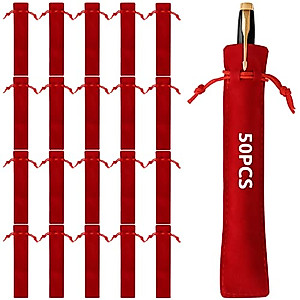 Joyibay 50Pcs Velvet Pen Pouch Bags, Drawstring Pen Sleeve Holders, 1.4×6.9in Single Pencil Bags, Multipurpose Pen Pouches, Protective Pencil Sleeves for School, Office