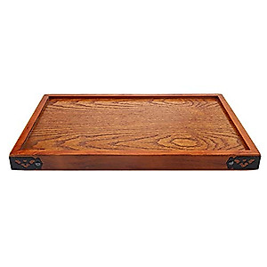 Ikunde Large Wood Serving Tea Water Drinks Tray Wooden Breakfast Tea Serving Tray with Handle