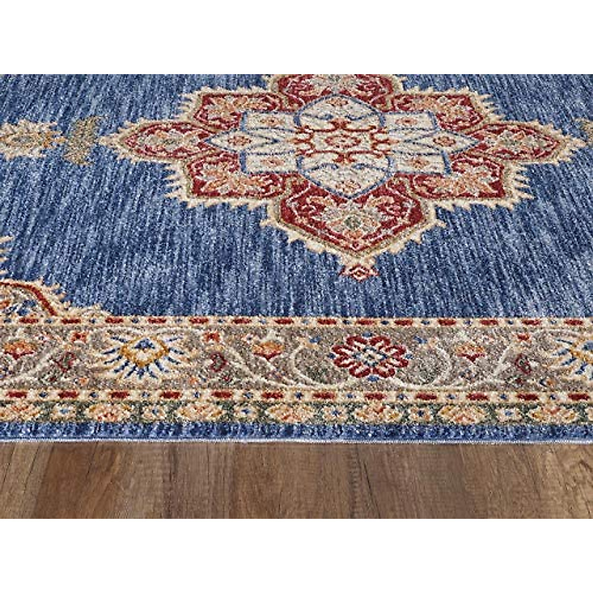 LUXE WEAVERS Otika 8694 Modern Oriental Premium Blue Area Rug 8x10, Geometric Fringe Rug