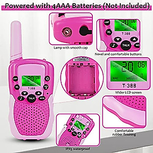 Walkie Talkies for Kids Long Range USB Rechargeable, 3 Pack - Drop Proof, 22 Channels, 2 Way Radio Toys with LCD Flashlight - Ideal Outdoor Indoor Play Camping Hiking - Ages 3-12 (Girls & Boys)