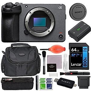Sony FX30B Digital Cinema Camera (ILME-FX30B) Bundle with Gadget Bag + Lexar 800X 64GB SD Card + More