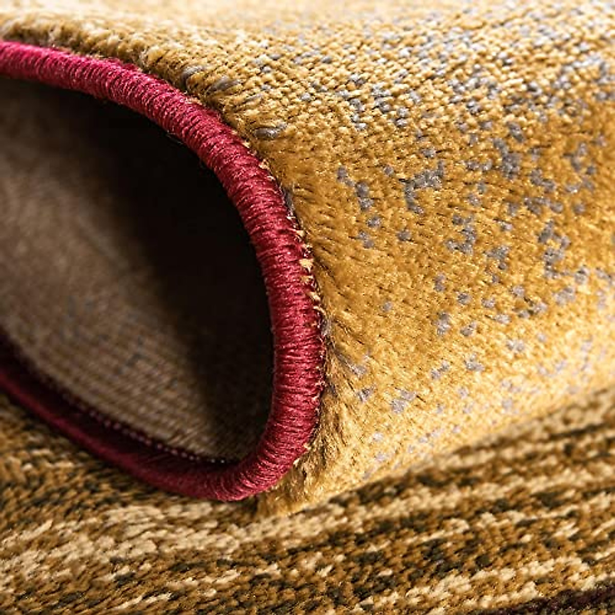 Unique Loom Barista Collection Modern, Abstract, Urban, Distressed, Rustic, Warm Colors Area Rug, 5 ft x 8 ft, Multi/Olive