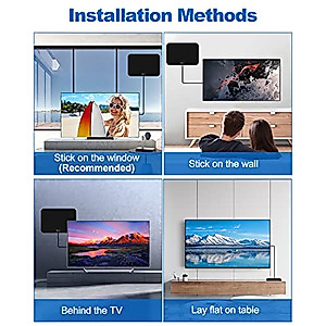 TV Antenna Indoor, Digital Amplified Indoor HDTV Antenna, 1080p VHF UHF Television Local Channels Detachable Signal Amplifier and 16.5ft Long Coax Cable