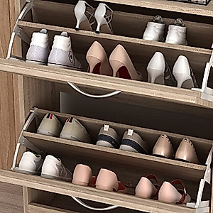 FUFU&GAGA Shoe Cabinet with 2 Flip Drawers for Entryway, Modern Shoe Storage Cabinet, Freestanding Shoe Rack Storage Organizer (22.4”W x 9.4”D x 29.5”H) (Light Brown)