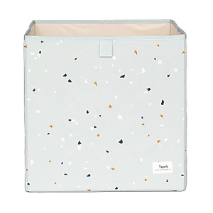 3 Sprouts Recycled Fabric Cube Storage Bin - 13 Inch Collapsible Organizer for Cube Shelving Systems, Kids Cubby Bins - Terrazzo Green
